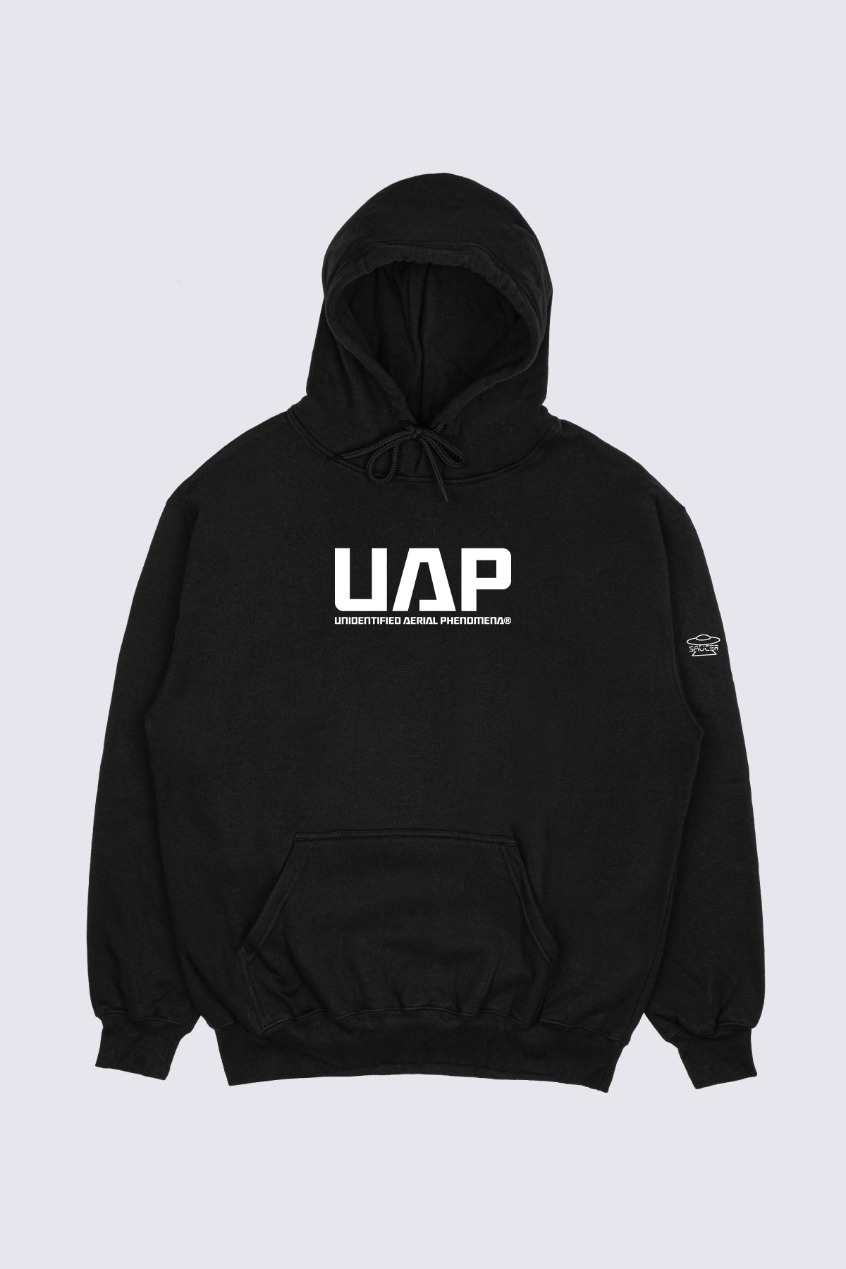 Unidentified Aerial Phenomena® UAP Black Pullover Hoodie by SAUCER